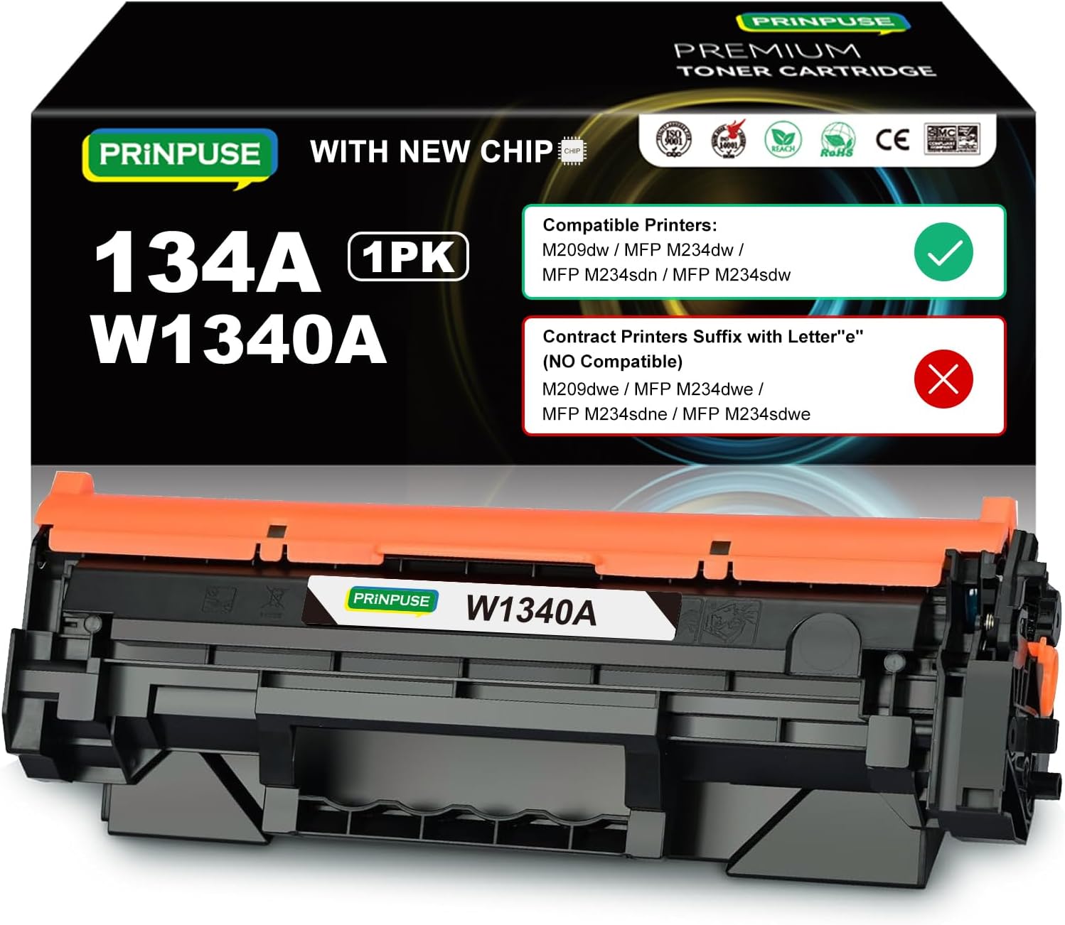 Amazon.com: PRINPUSE W1340A 134A Toner Cartridge with Chip Replacement ...
