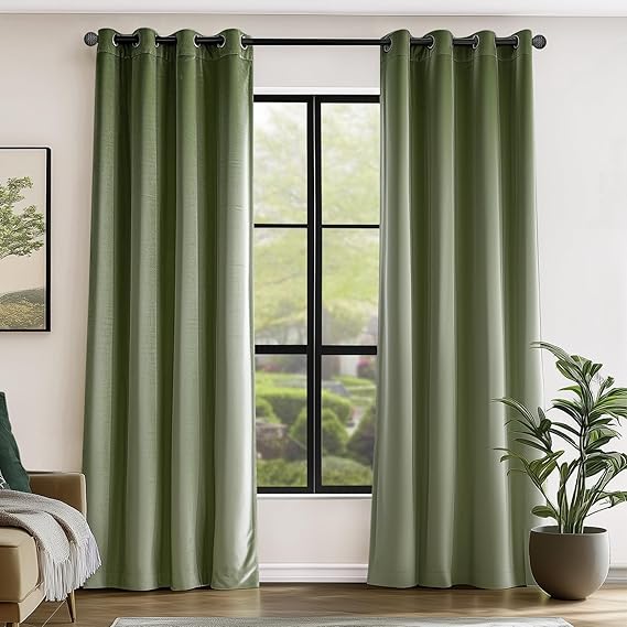 Amazon.com: Lazzzy Blackout Velvet Curtain Drapes Sage Green Thermal ...