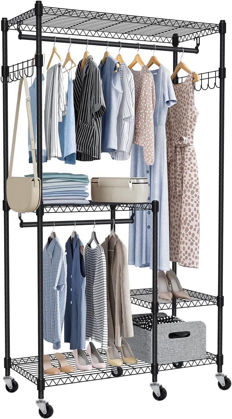 Amazon.com: tonchean Rolling Wire Garment Rack : Home & Kitchen