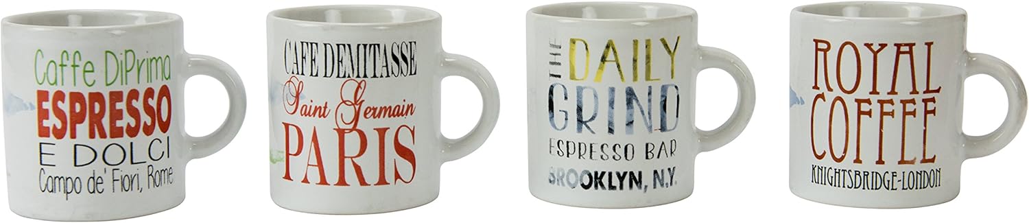 Amazon.com: Boston Warehouse Sightseeing Espresso Cups (Set of 4), 4 oz ...