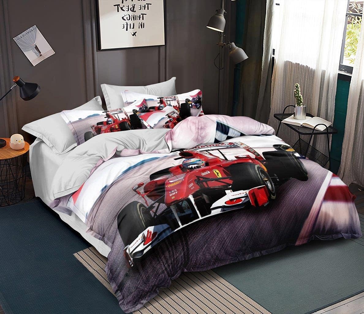 3D Bed Linen Formula 1 Duvet Cover Set 135 x 200 cm + 80 x 80 cm F1 ...