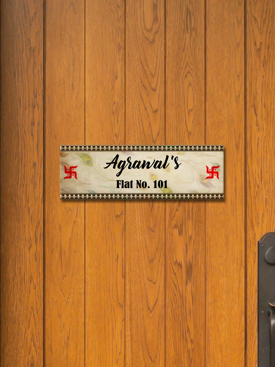 999Store Printed Red Swastik and Feathers Multi Color MDF Home ...