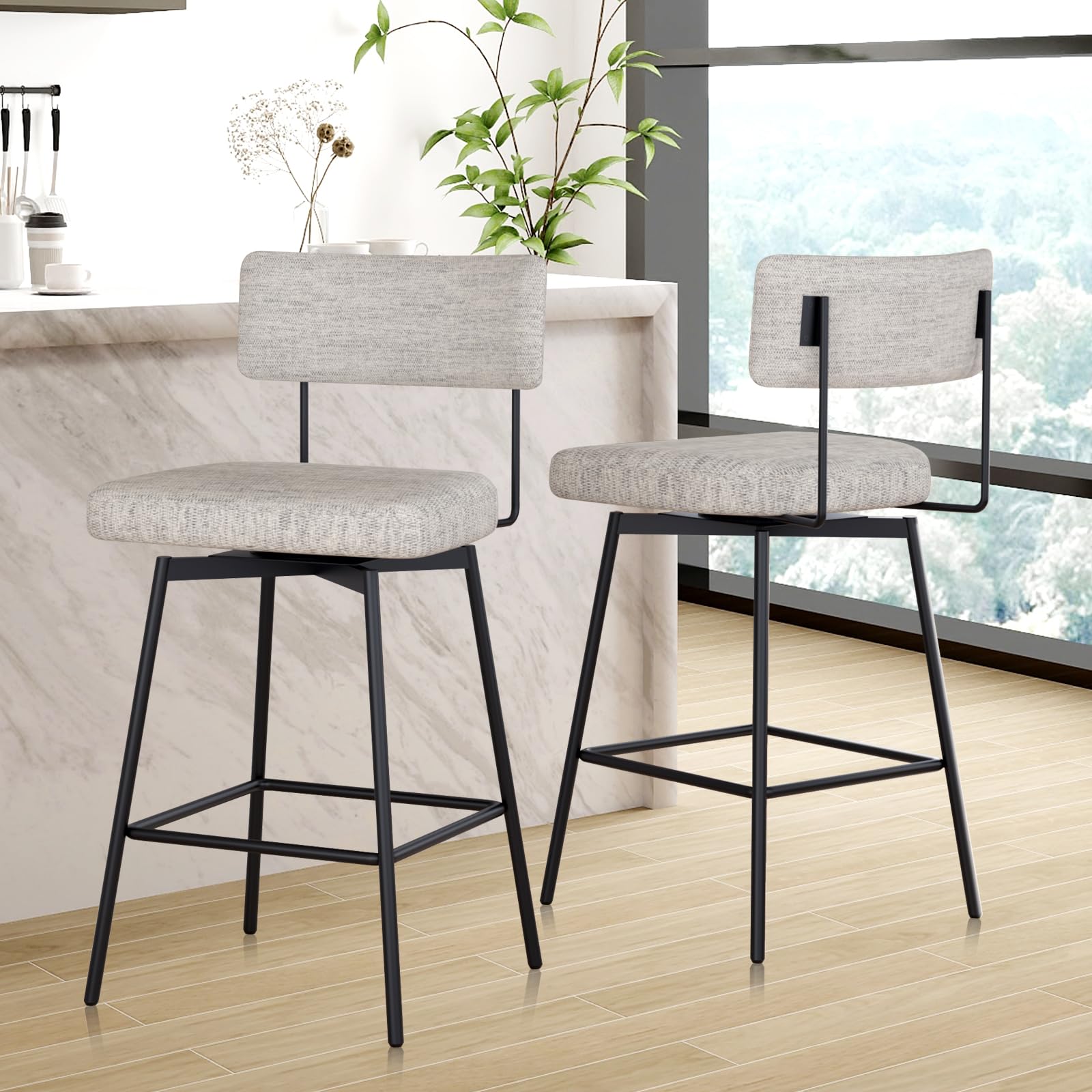 Amazon.com: MUUEGM 360°Swivel Counter Barstools,27.5" Height Kitchen ...