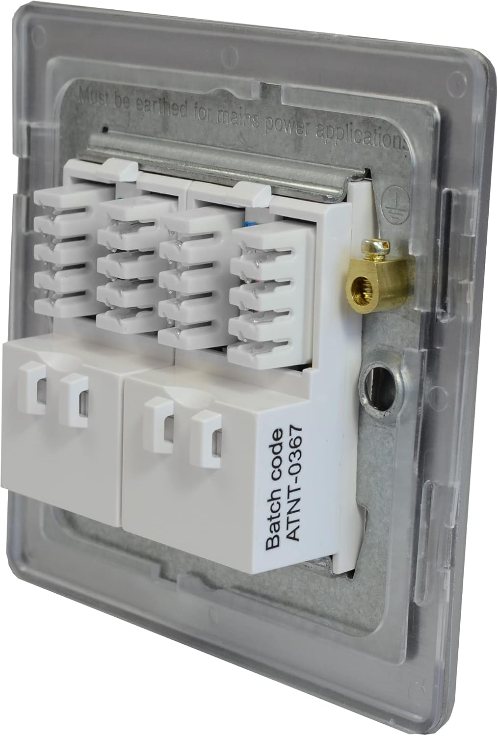 RJ45 Cat5e Cat6 Ethernet White Twin Port in Varilight Brushed Stainless ...