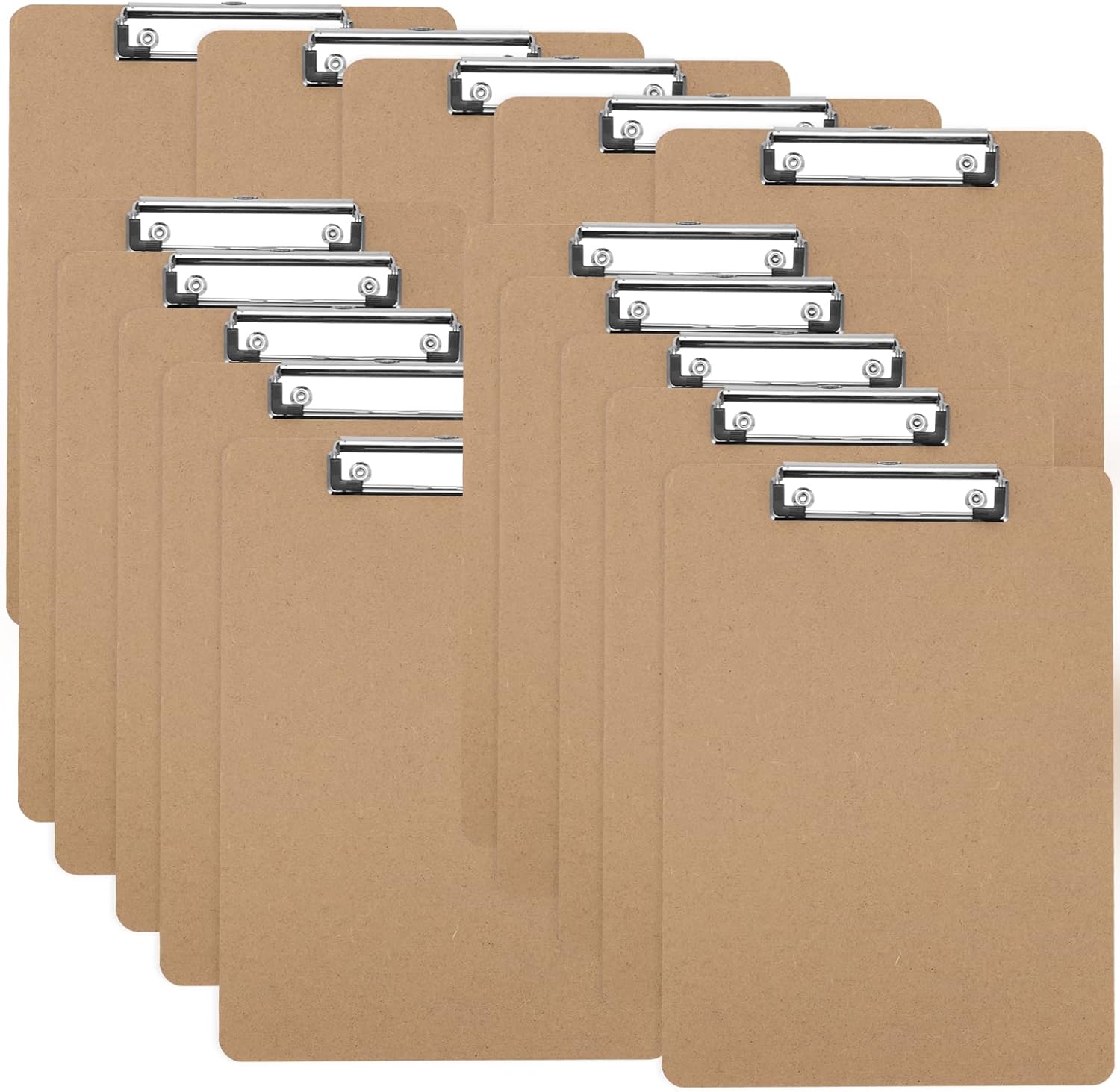 ZEONHEI 15 Pack A4 Clipboard, Hardboard Clip Boards, Wooden Clipboards ...