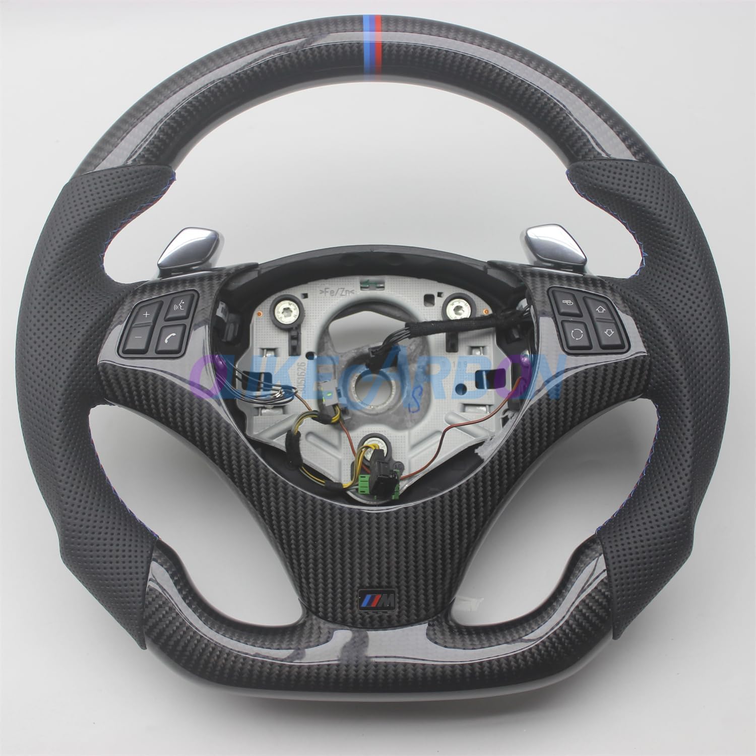 Amazon.com: OLIKE Replacement Real Carbon Fiber Leather Steering Wheel ...