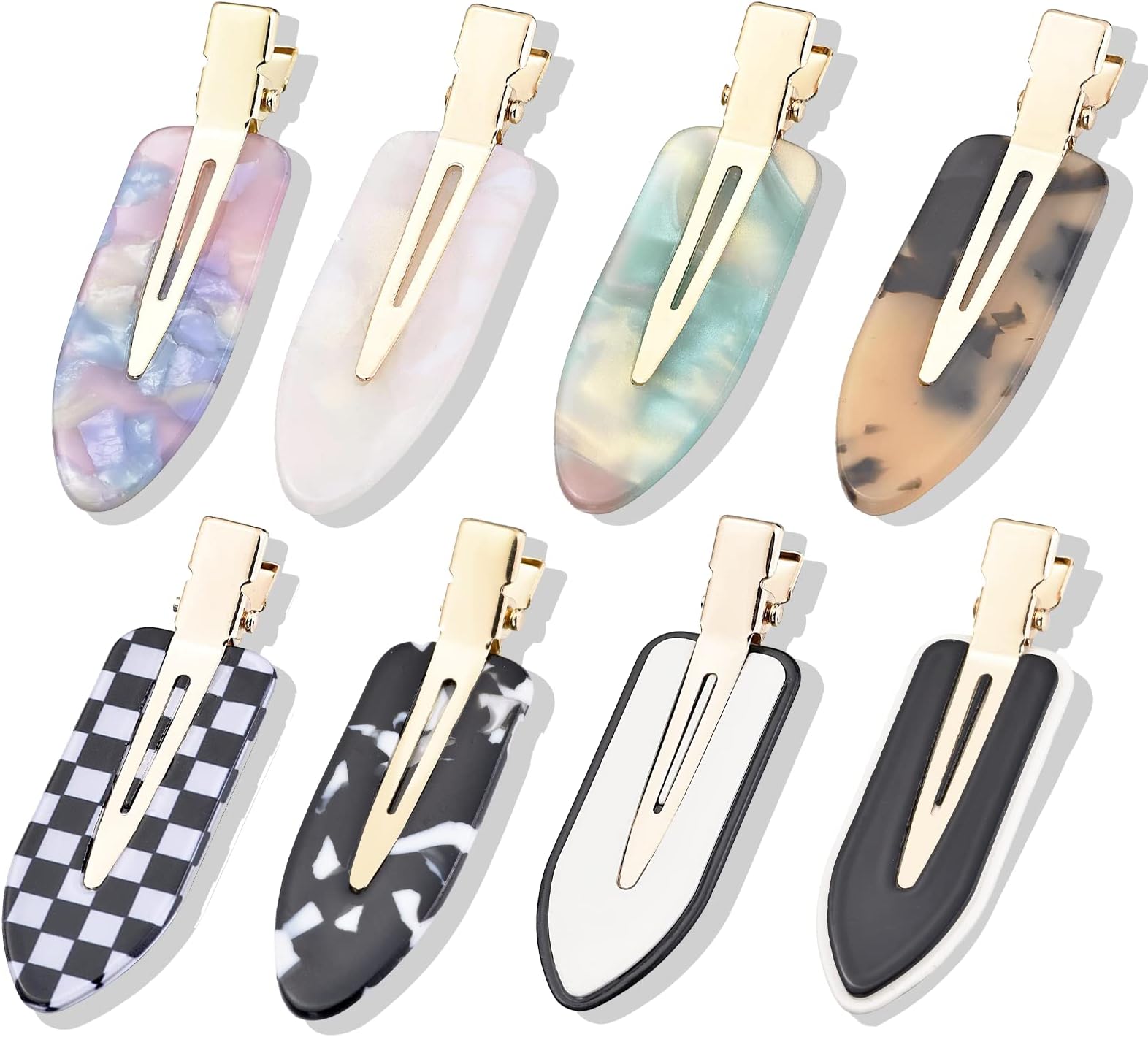 Amazon.com : 4 Pieces Oval Faux Leather Hair Barrettes with Wooden ...