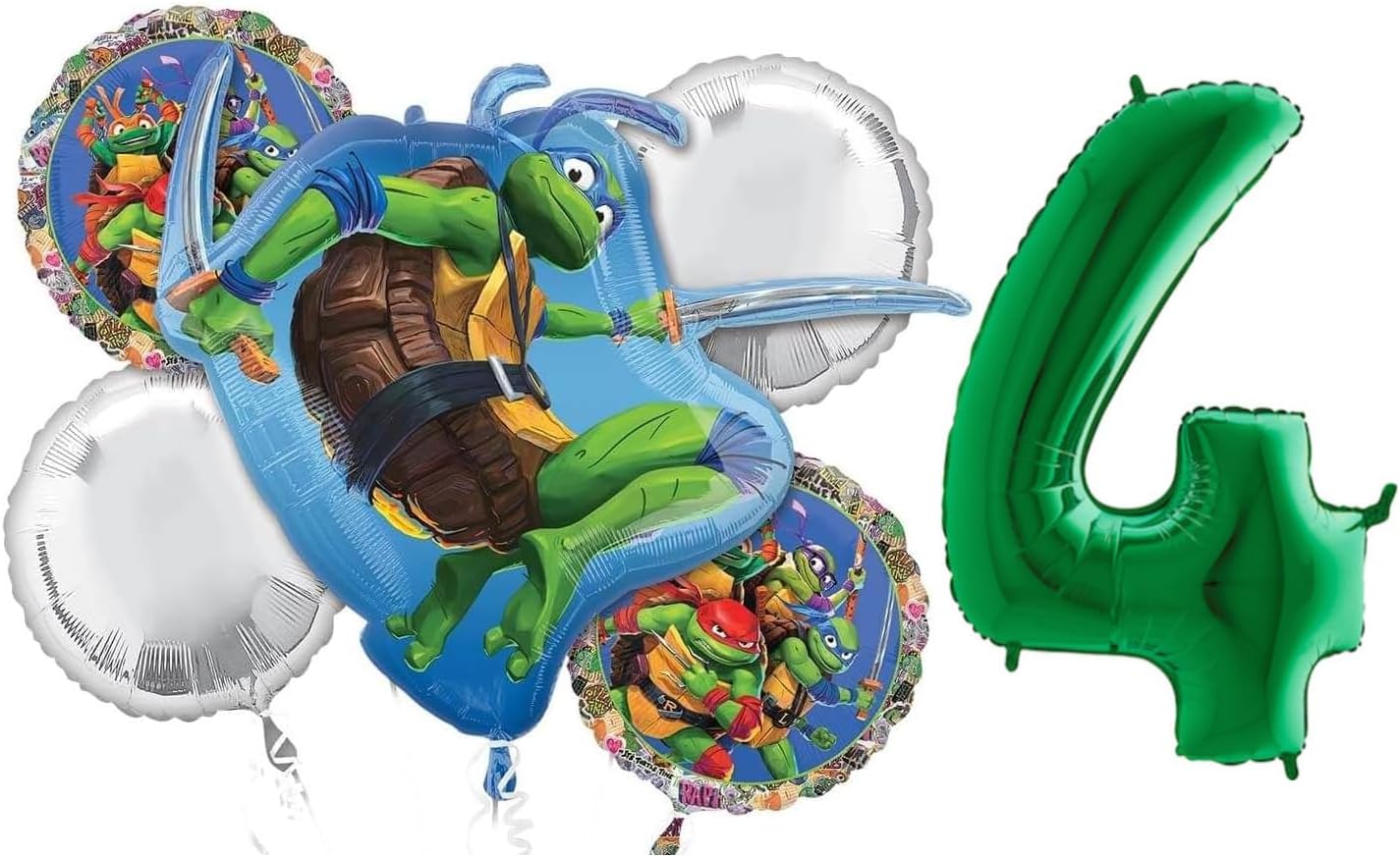 Amazon.com: TMNT Party Bouquet of Balloons With Green Number 4 : Toys ...