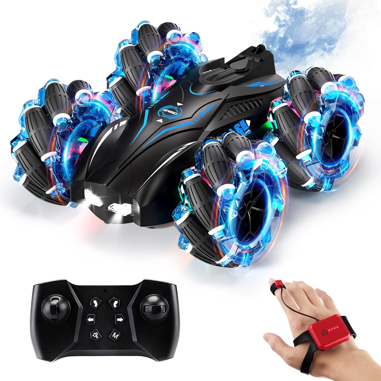 Amazon.com: Aiqi RC Gesture Sensing Stunt Car,2.4GHz 4WD Remote Control ...