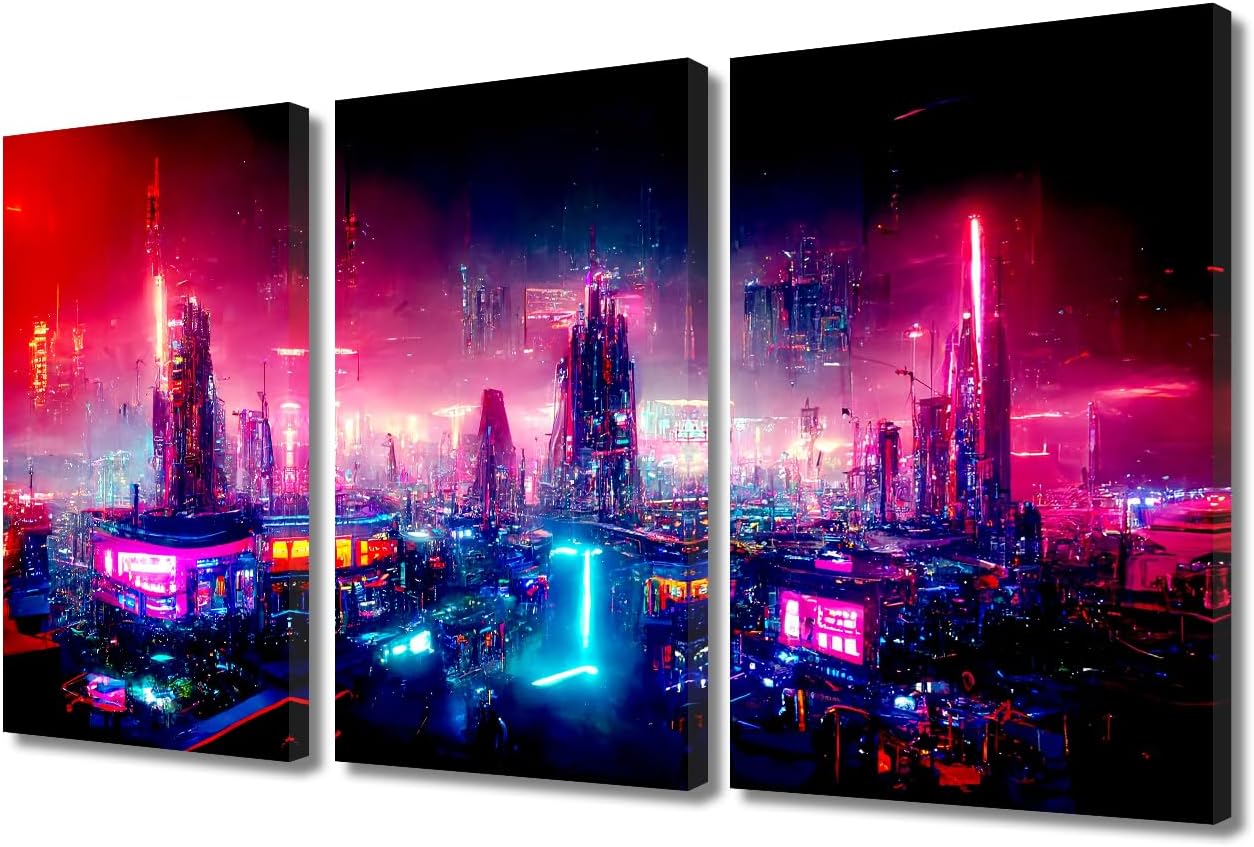 Amazon.com: Canvas Wall Art House Decorations Living Room Cyberpunk ...