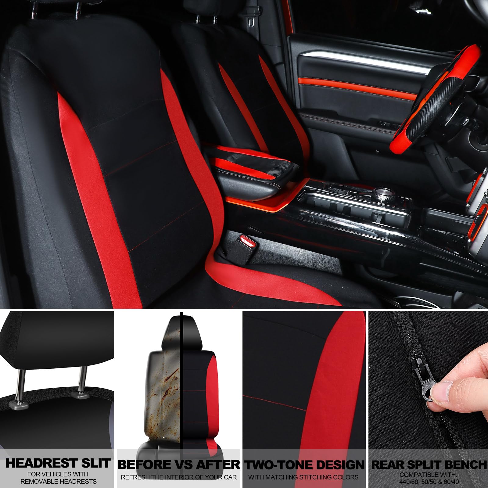 Estune 45 Pcs Car Accessories Set Seat Cover Foot Pad Cup Holder ...