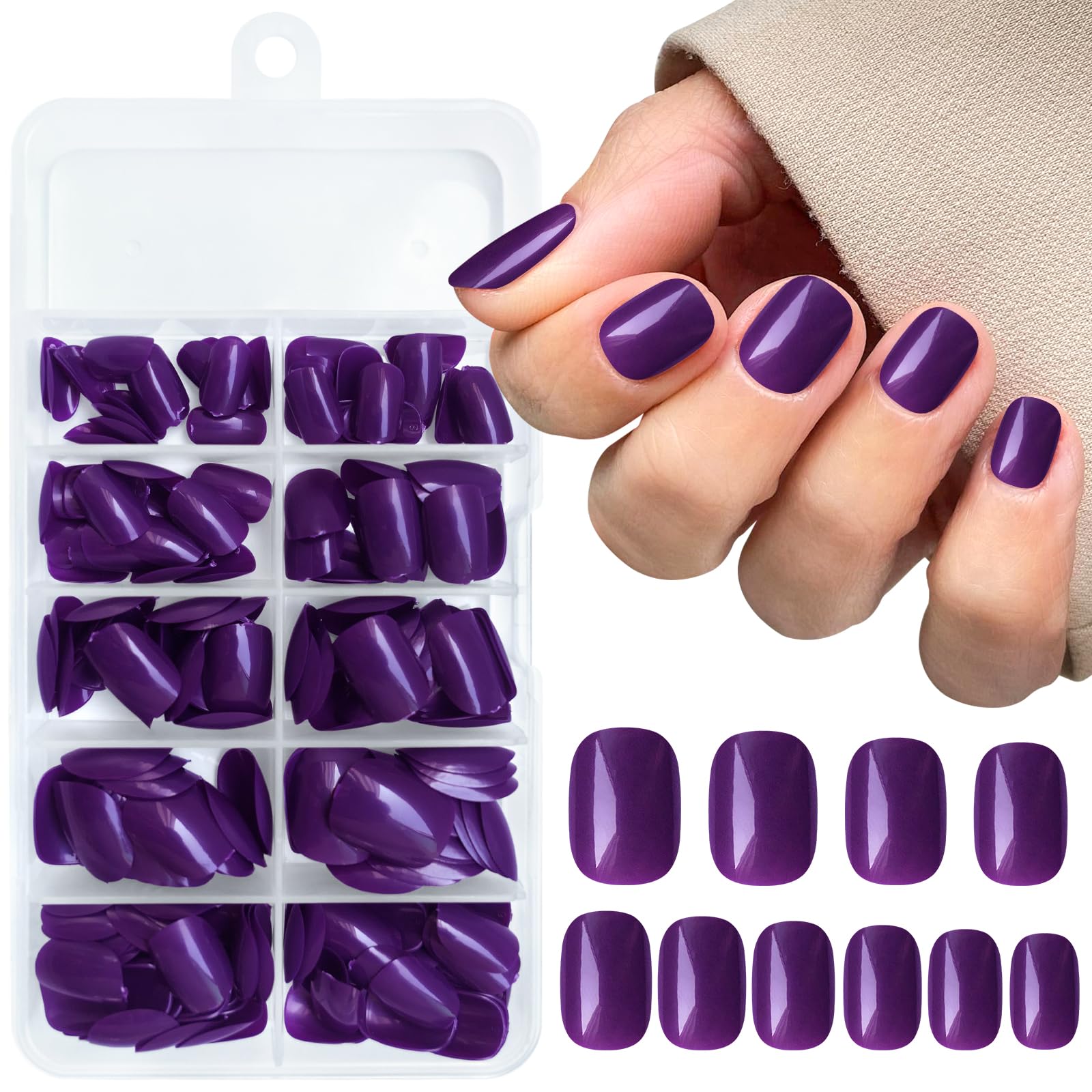 Amazon.com: AddFavor Short Press on Nails Short Square Round Fake Nails ...