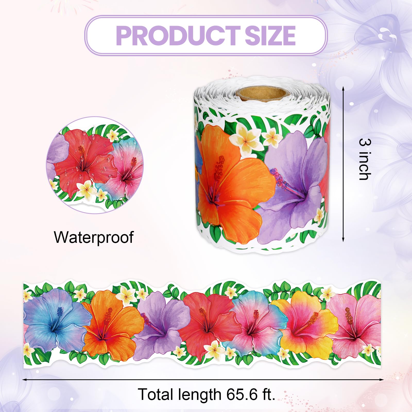 Snapklik.com : 65.6Ft Hawaiian Flower Bulletin Board Border, Colorful ...