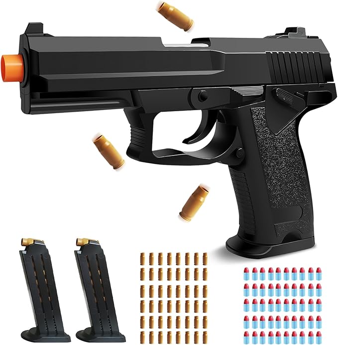 Amazon.com: Tcxomino Black Soft Bullet Toy Gun with 50 Foam Bullets, 48 ...