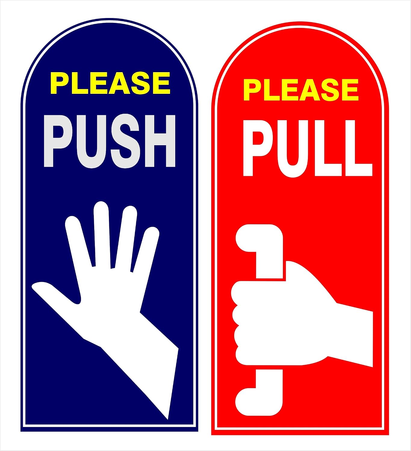 PUSH PULL SIGN STICKER (14 * 5 CM) BLUE & RED COLOUR PVC VINYL PLOTTED ...