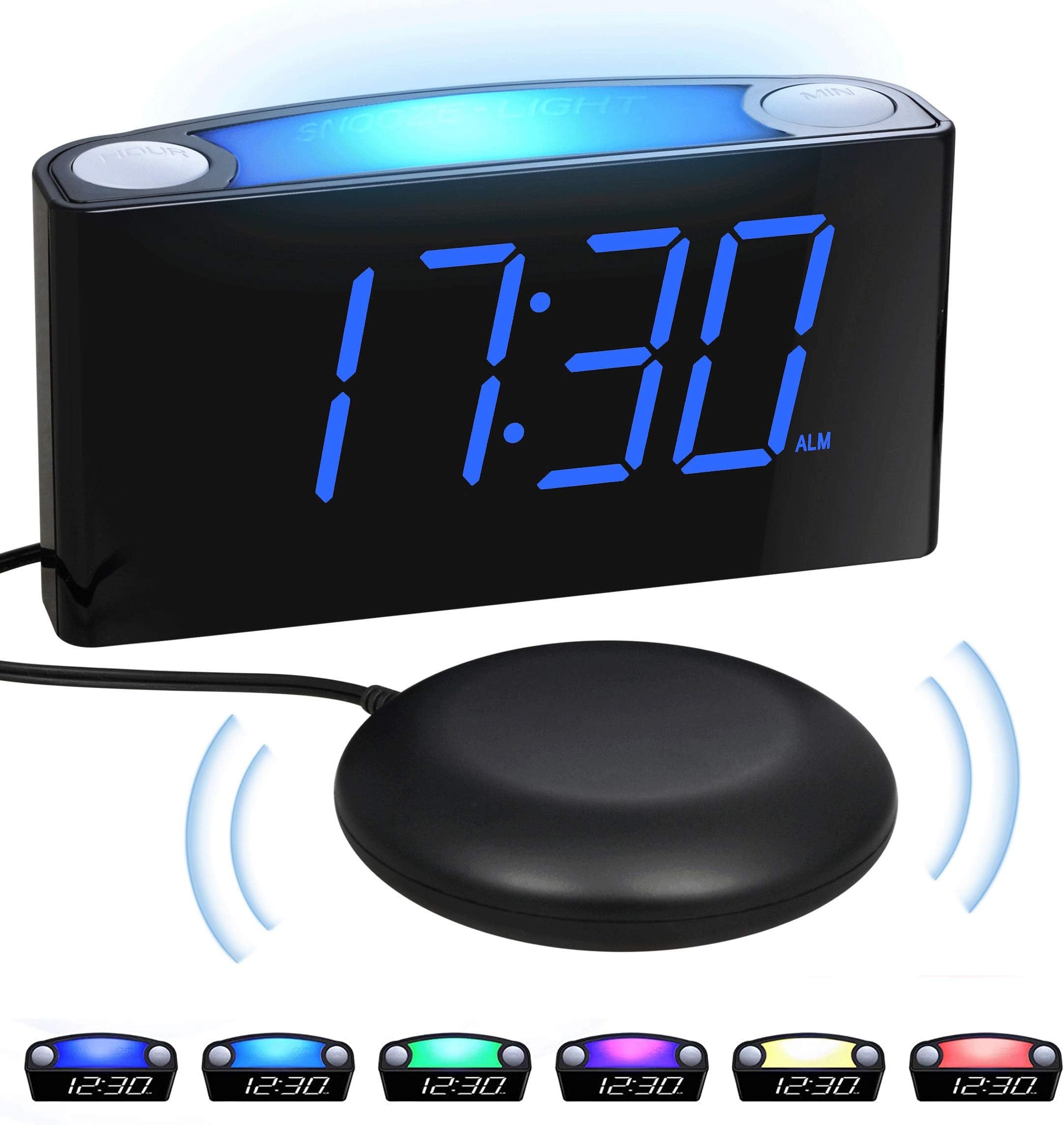 Amazon.com: Extra Loud Vibrating Alarm Clock with Bed Shaker for Deep ...