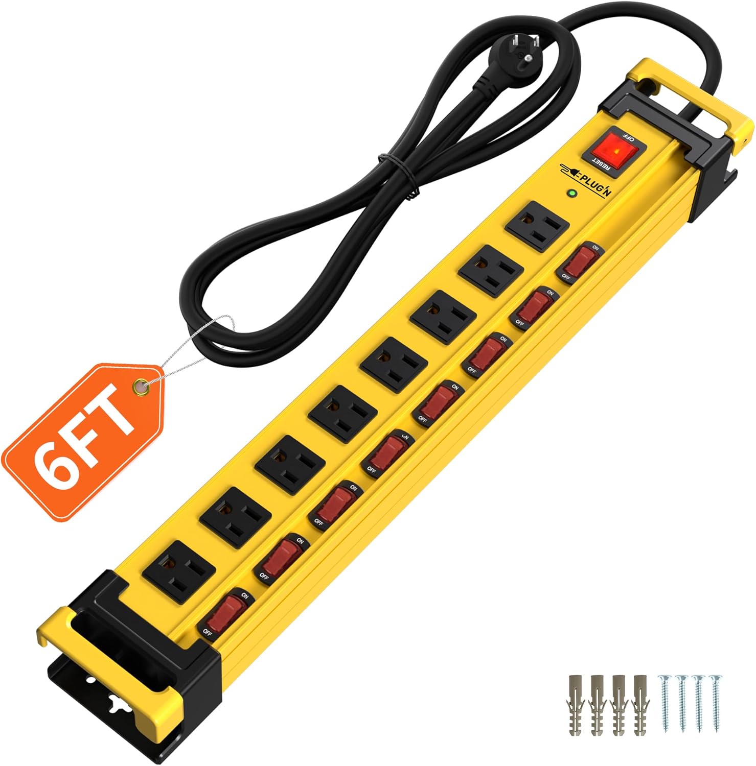 Amazon.com: Plug'n 8 Outlet Surge Protector Power Strip 2700J with ...