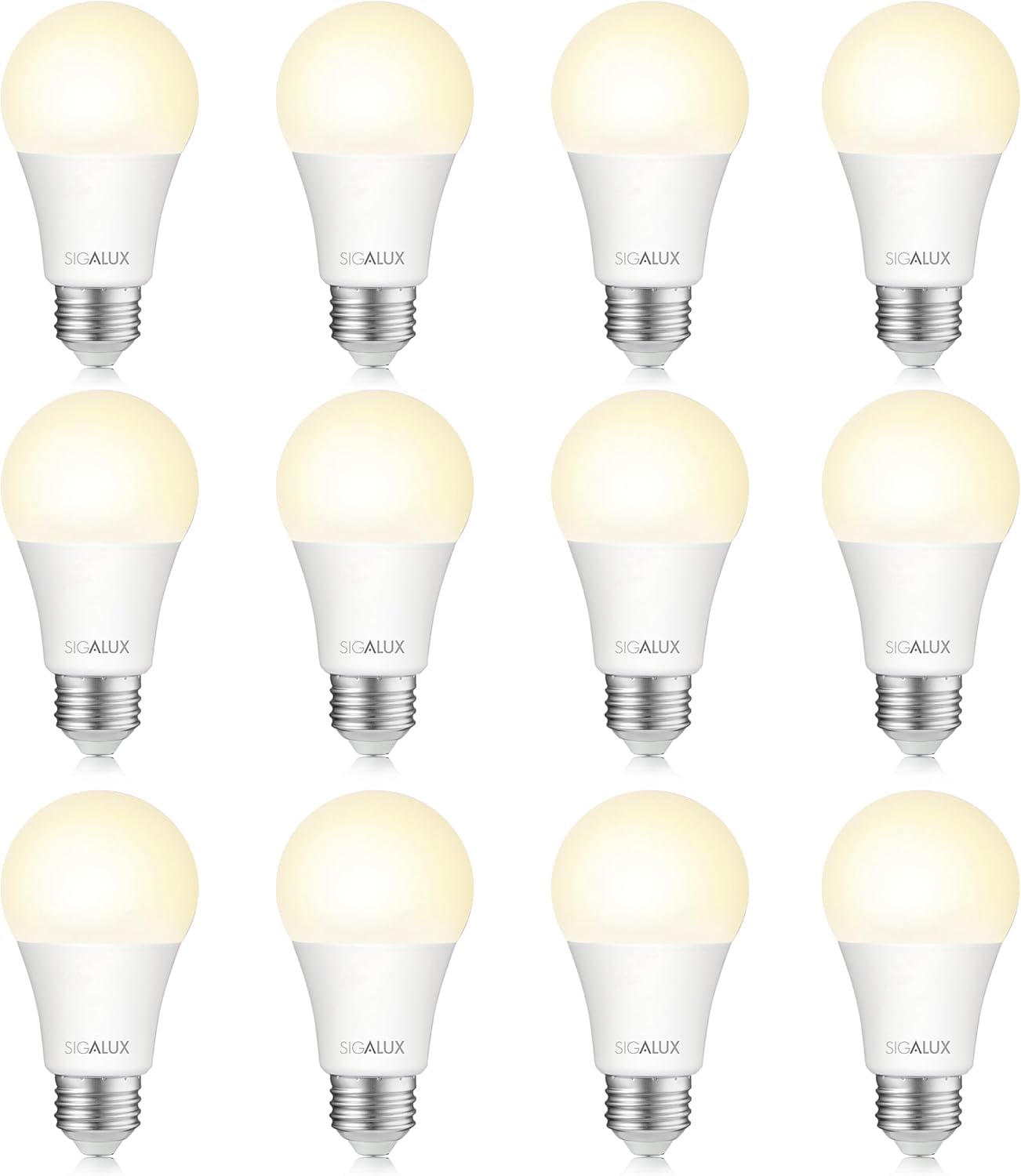 Sigalux LED Light Bulbs 100W Equivalent, A19 Standard 2700K Soft White ...