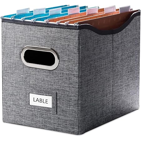 Amazon.com: Linen File Boxes 1-Pack with Metal Sliding Rail For Letter ...