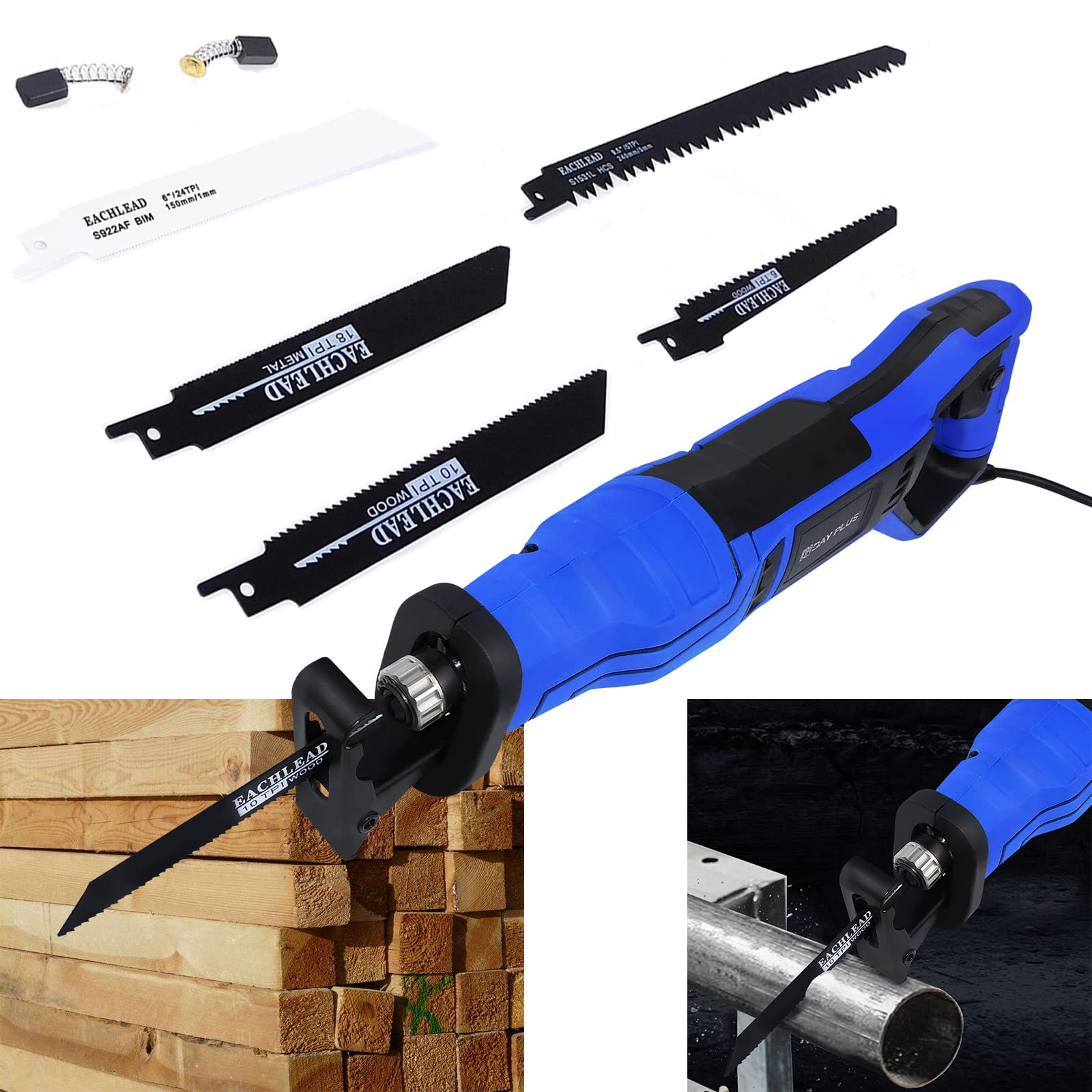 900W Reciprocating Saw Sabre Saw Corded Recip Saw with Tool Less Blade ...