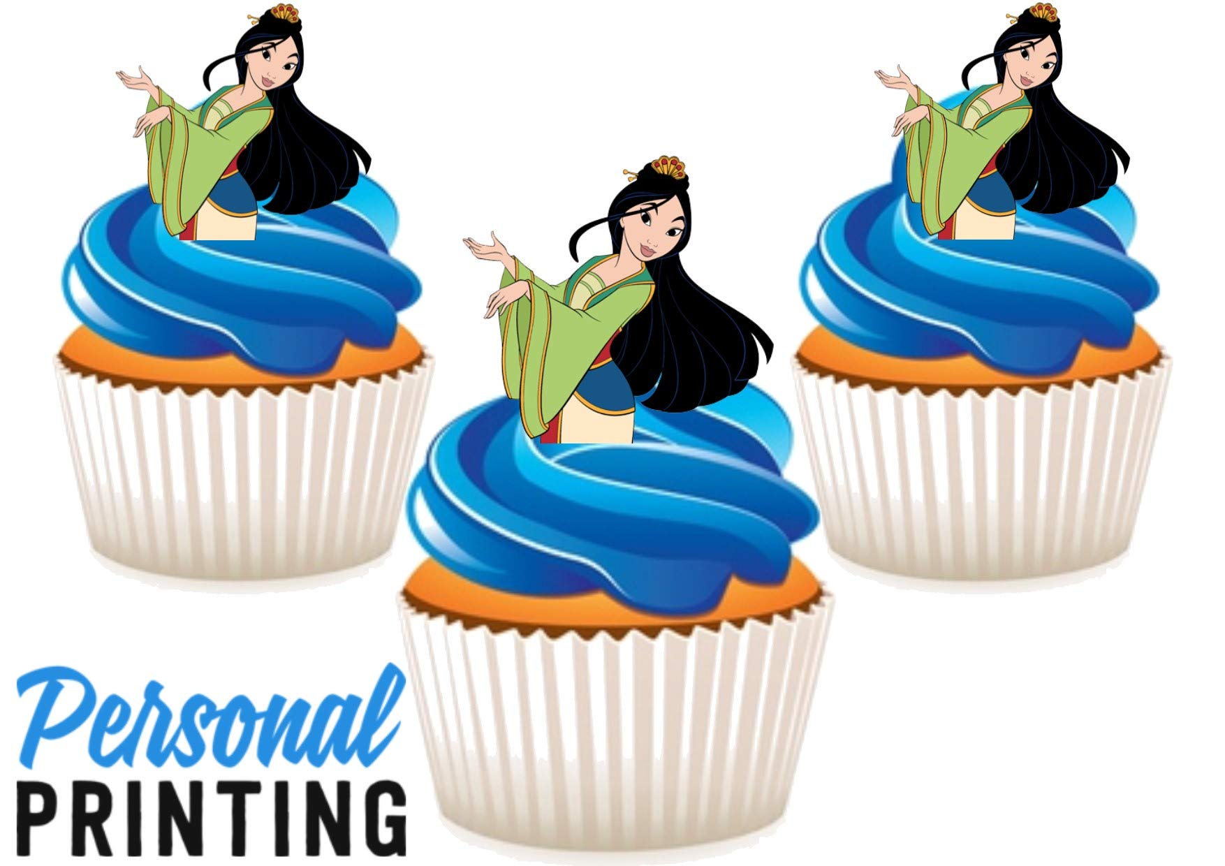 Buy PP - Mulan , Half Princess Cake Topper 12 Pack Mix Edible Stand UP ...