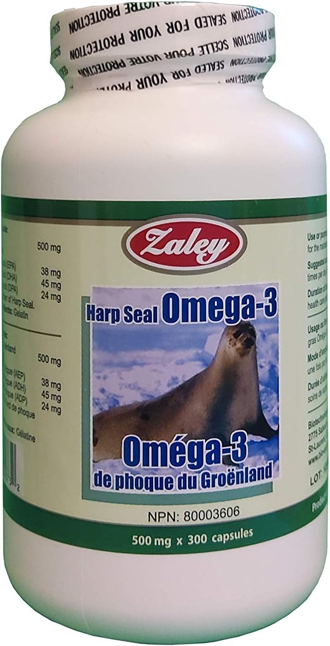 Zaley Harp Seal Oil Omega-3 500mg x 300 capsules : Amazon.ca: Health ...
