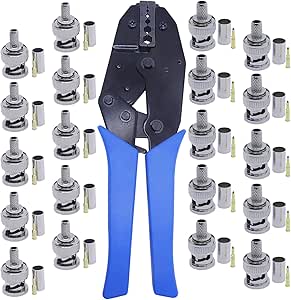 Kagni BNC-Crimpzangen-Set, 20 Stück: BNC-Crimpstecker auf RG58 RG59 und Koaxialkabel-Crimper für ...