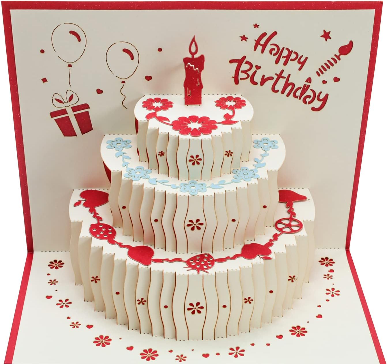 Amazon.com : Homsolver Handmade 3D Birthday Greeting Card, Happy ...