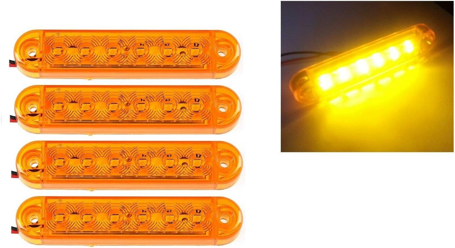 flexzon 4X 12V 24V 6 SMD LED side marker orange lights trailer caravan ...