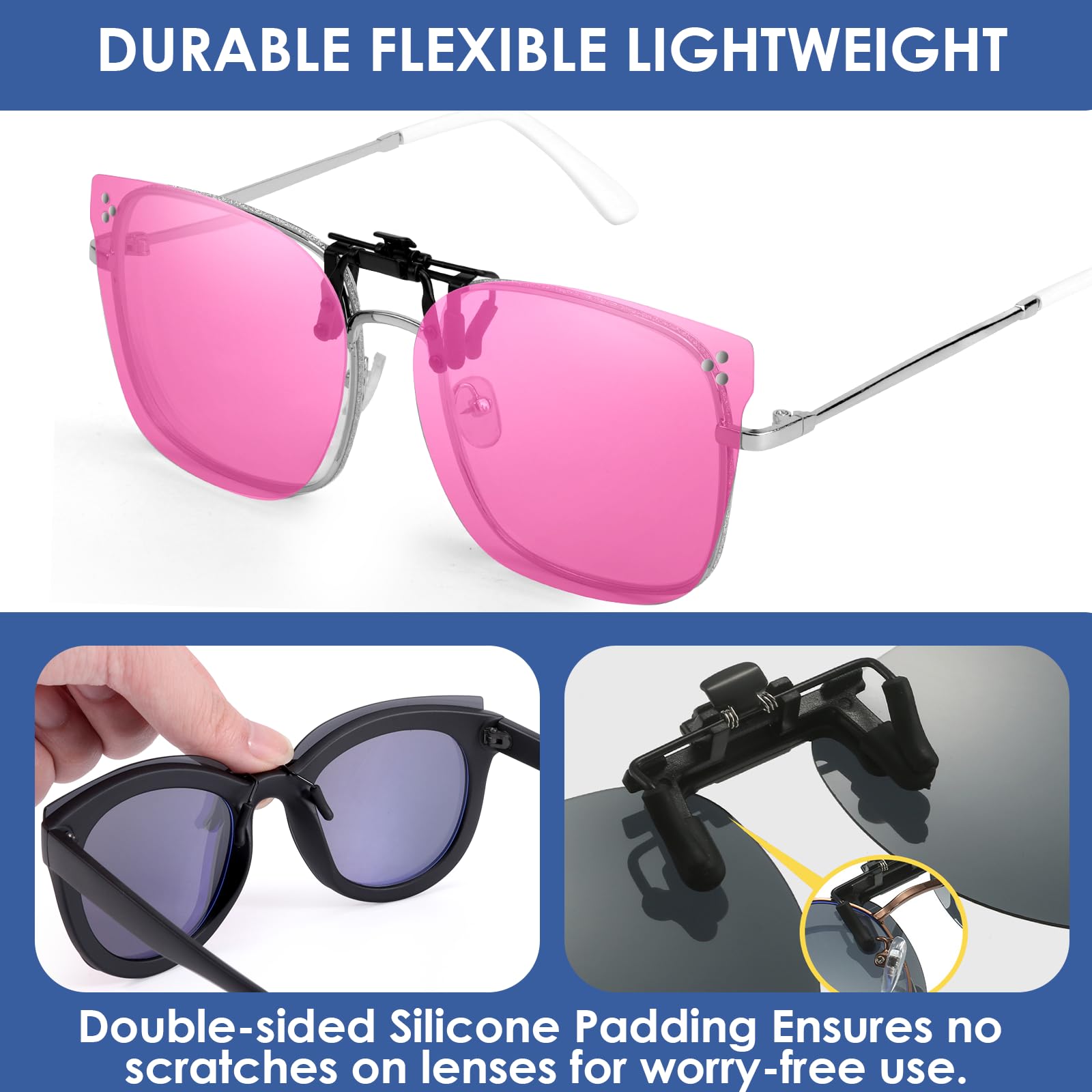 Snapklik.com : Night Driving Day & Night Clip On Glasses Over Prescription Sunglasses Night Anti ...