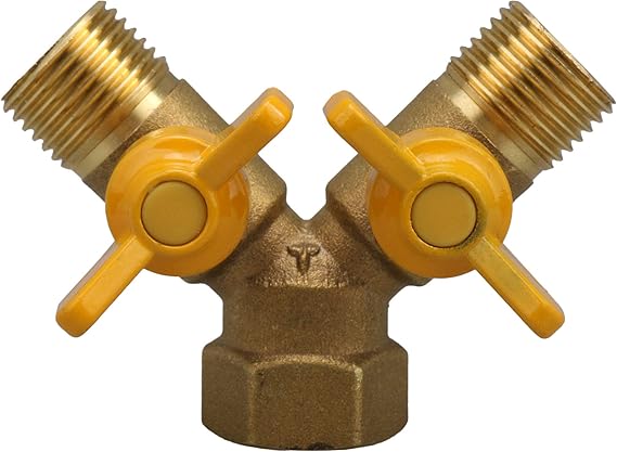 Amazon.com: Mxfans 2 WAY Gas Pipe Connector Splitter Solid Brass Y ...