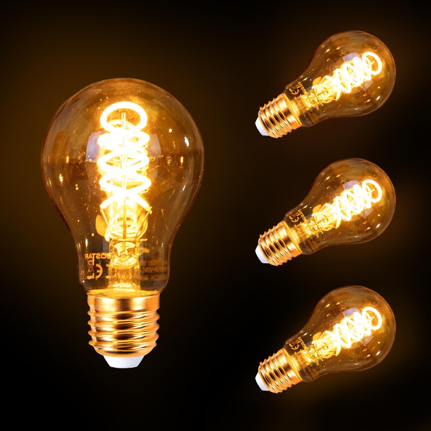 Aigostar LED E27 Edison Screw Bulb, 4W Decorative Light Bulbs, Amber ...