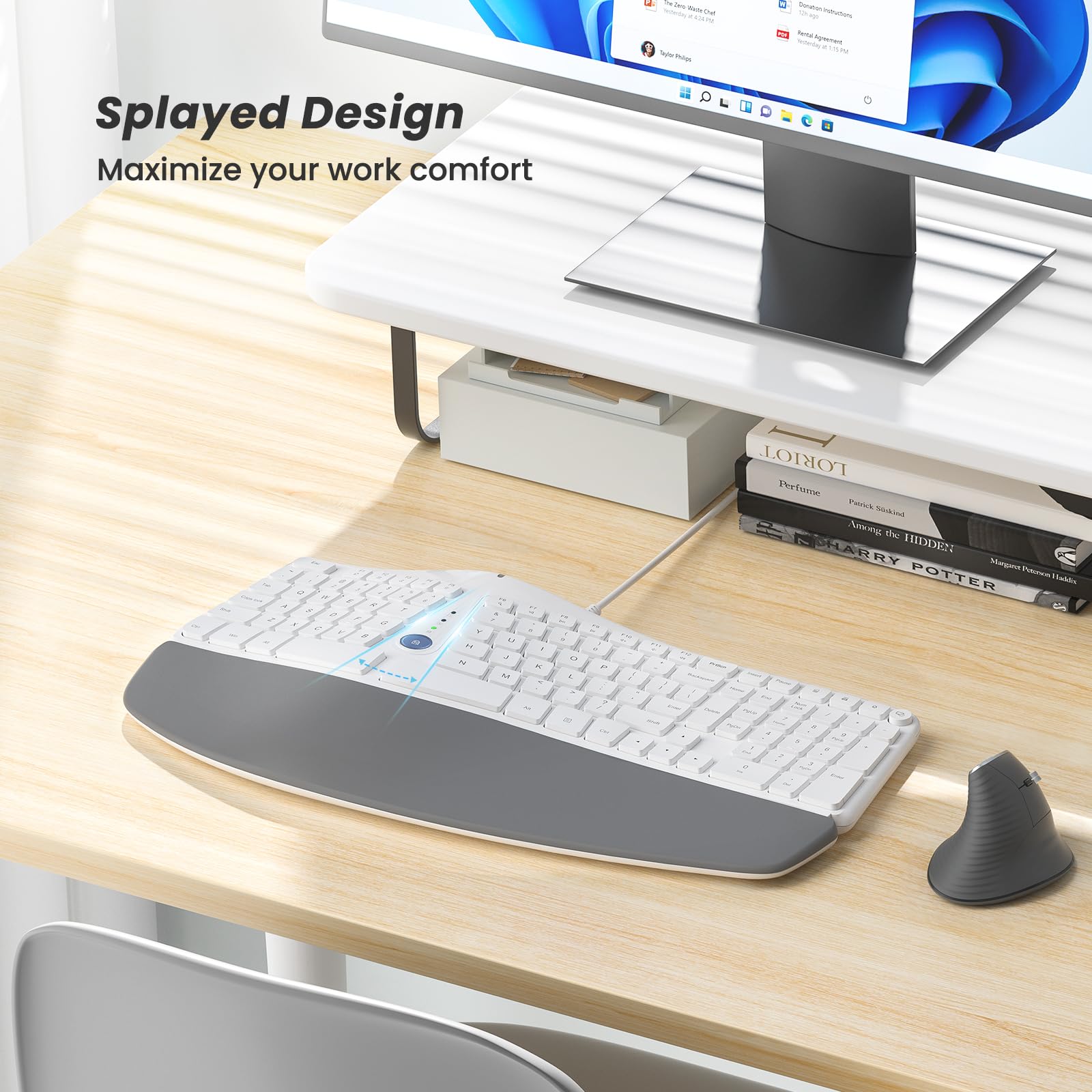 Nulea RT02 Ergonomic Keyboard, Wired Split Keyboard with Pillowed Wrist ...