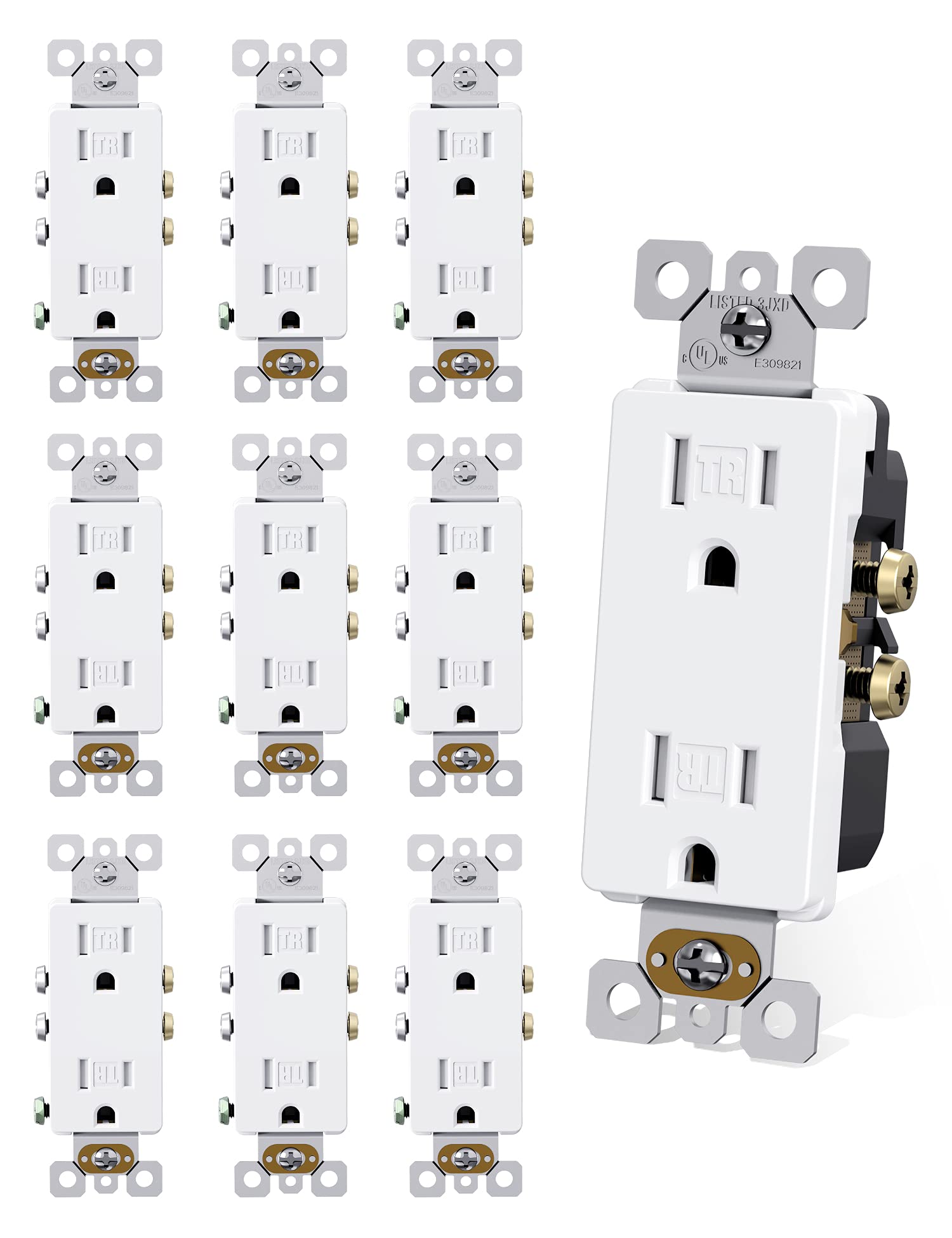 Snapklik.com : AIDA White 10 Pack Decorator Electrical Wall Receptacle ...