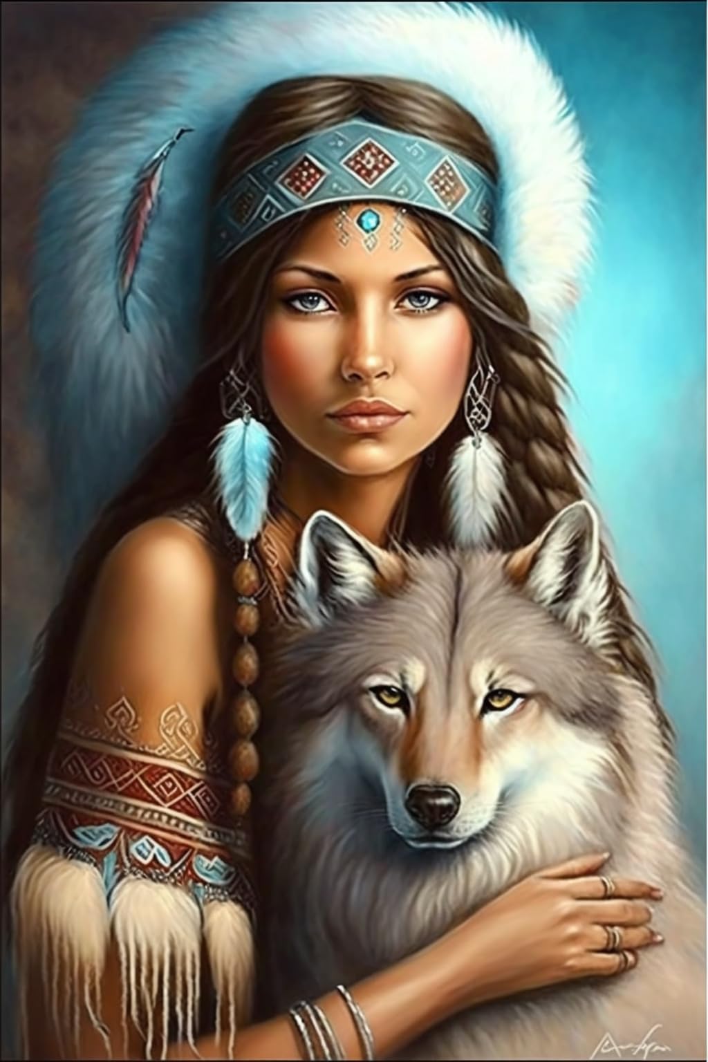 Beautiful Native Wolf Drawings AMERICAN INDIAN WOLF CAT ART PRINT