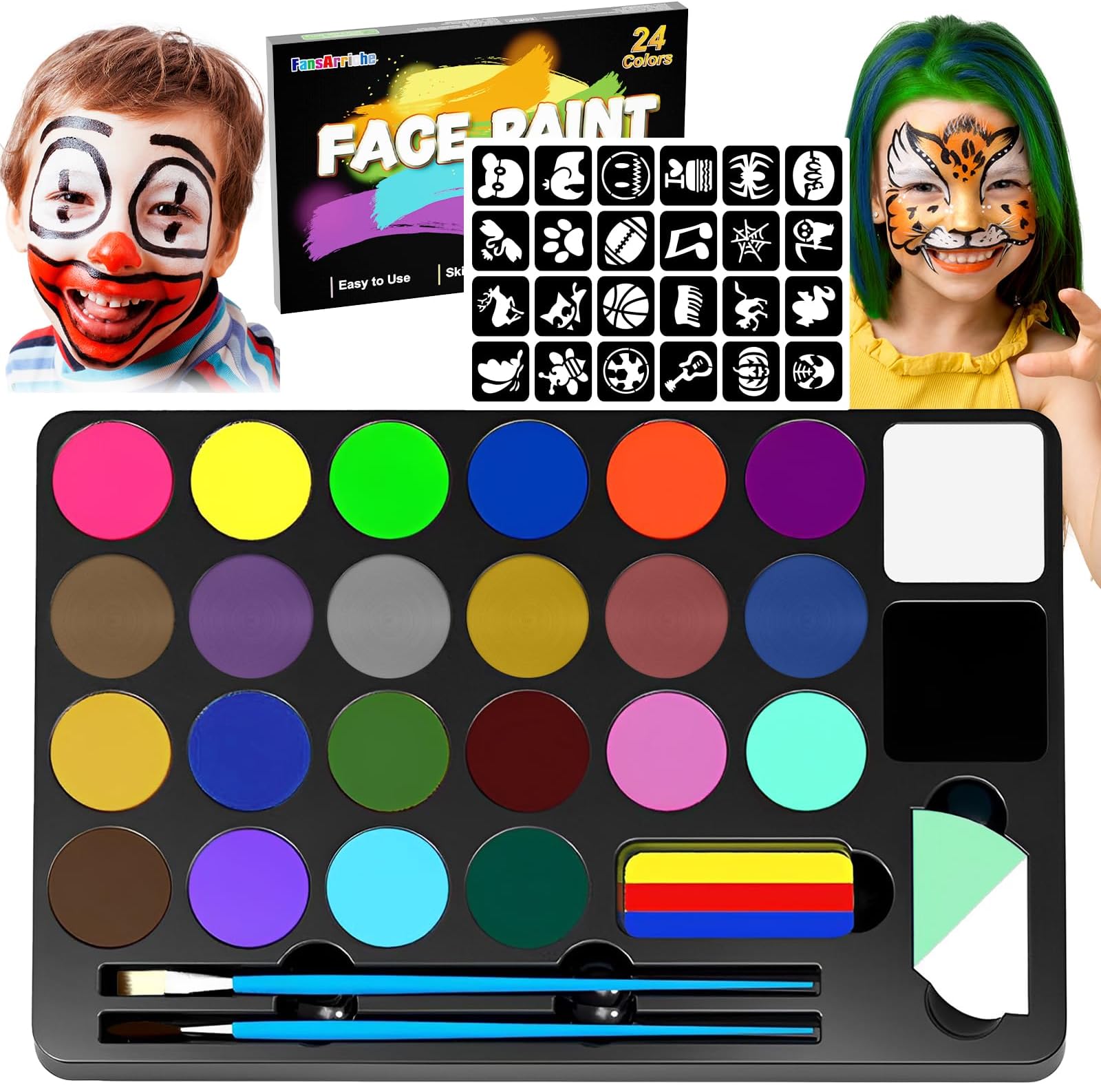 Amazon.com: Zenovika Face Painting Kit for Kids - 28 Colors ...