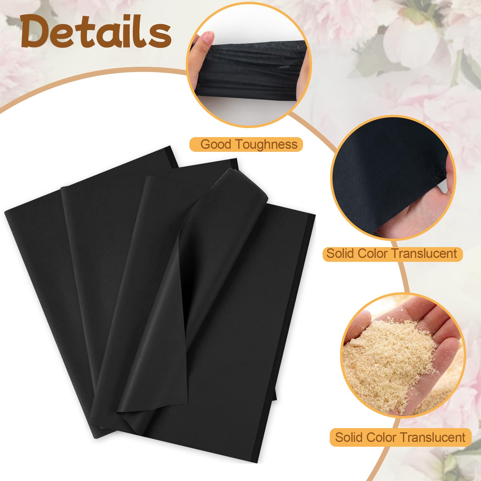Snapklik.com : 140 Sheets Black Tissue Paper, 14 X 20 Inches Tissue ...