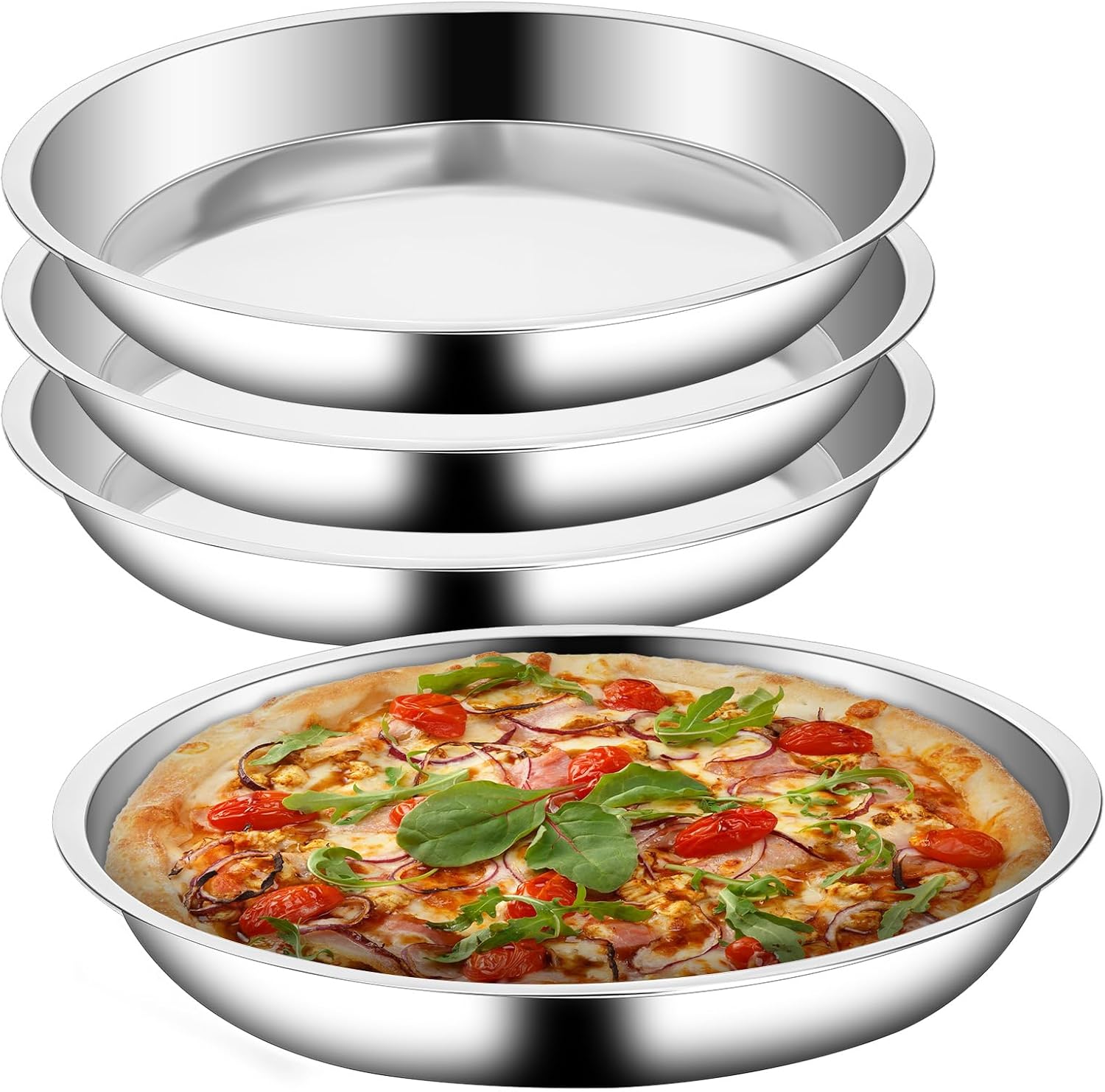 Amazon.com: Vin Beauty 4 Pack 13 Inch Deep Dish Pizza Pan Stainless ...