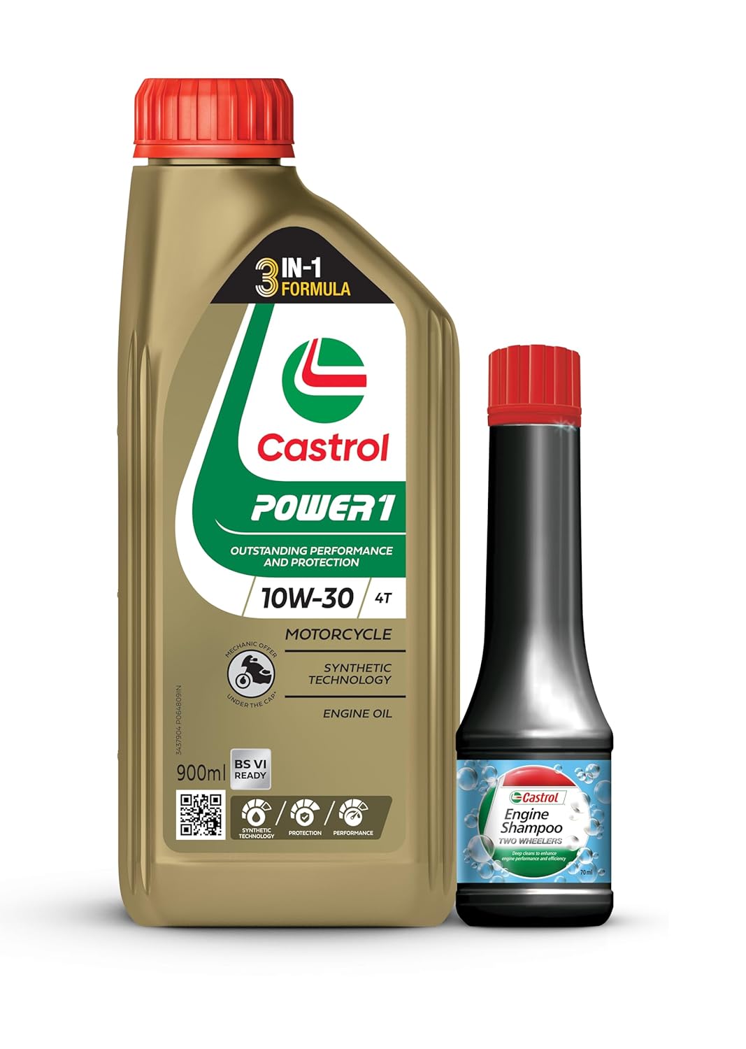 Castrol POWER1 10W-30 4T Synthetic Engine Oil for Bikes (900ML) |BS VI ...
