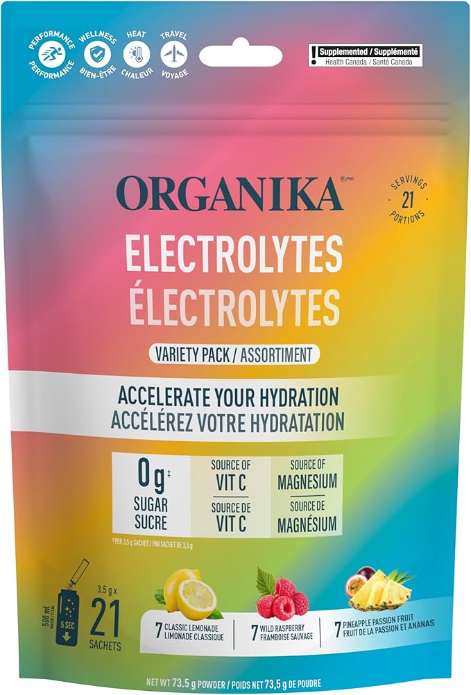 Organika Canadian-Made Electrolytes Powder- Variety Pack Sachets ...