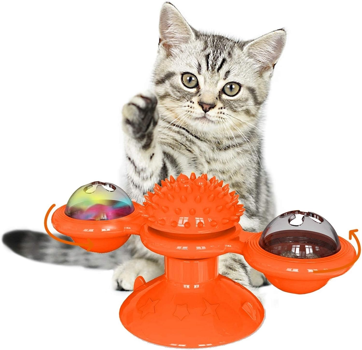 Amazon.com : KZOBYD Windmill Cat Toy Turntable Teasing Toys with LED ...