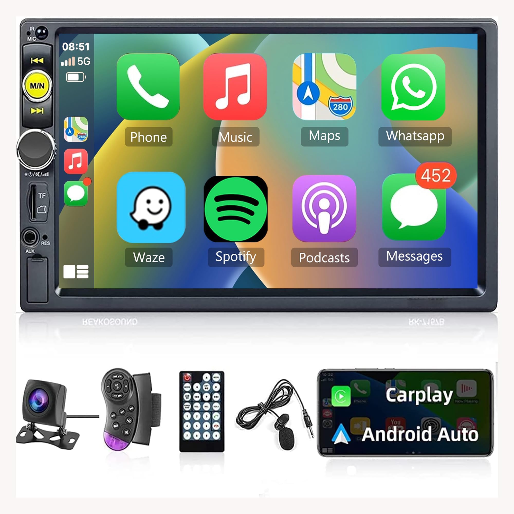 Double Din Car Stereo Compatible with Apple Carplay/Android Auto, 7 ...