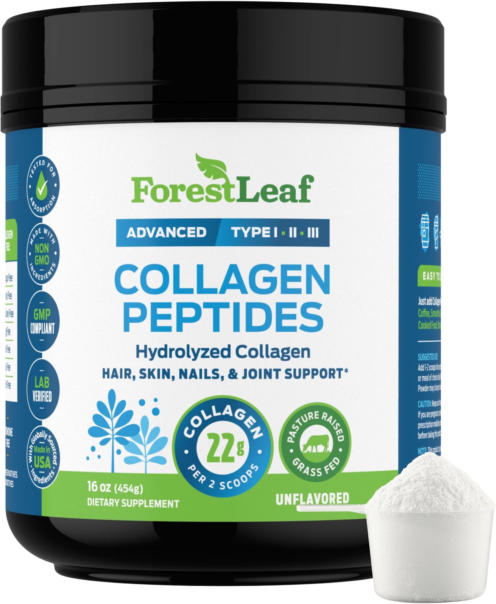 Amazon.com: Collagen Peptides Powder Unflavored - Hydrolyzed Collagen ...
