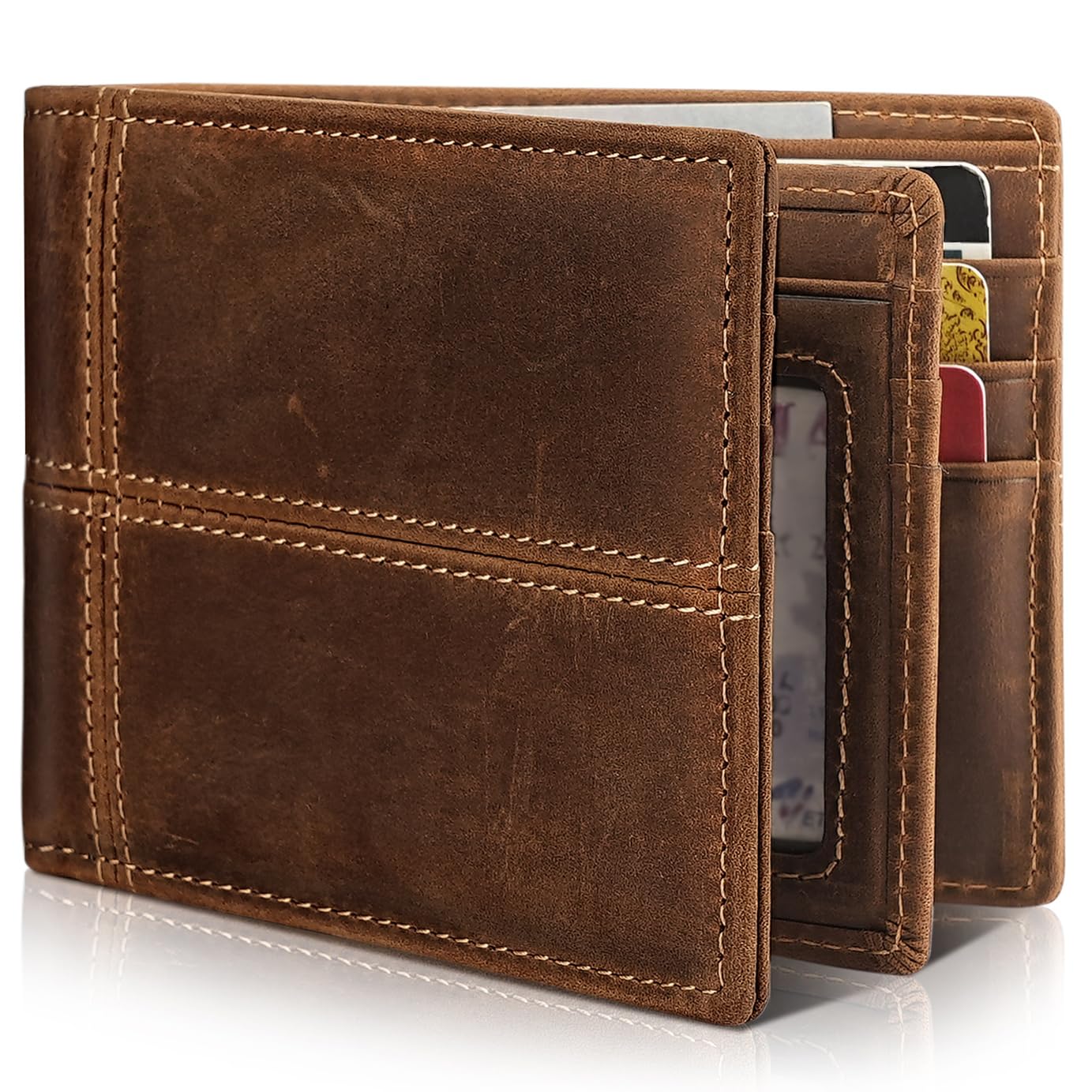Amazon.com: Artpaxy Mens Wallet Genuine Leather Bifold RFID Blocking ...