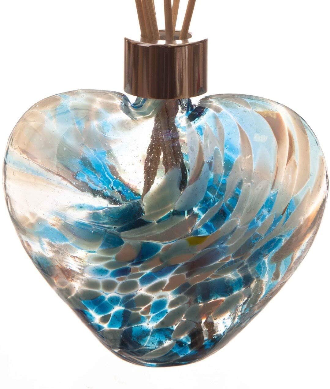 Amelia Art Glass Heart Shaped Reed Diffuser Teal & White, 16 : Amazon ...