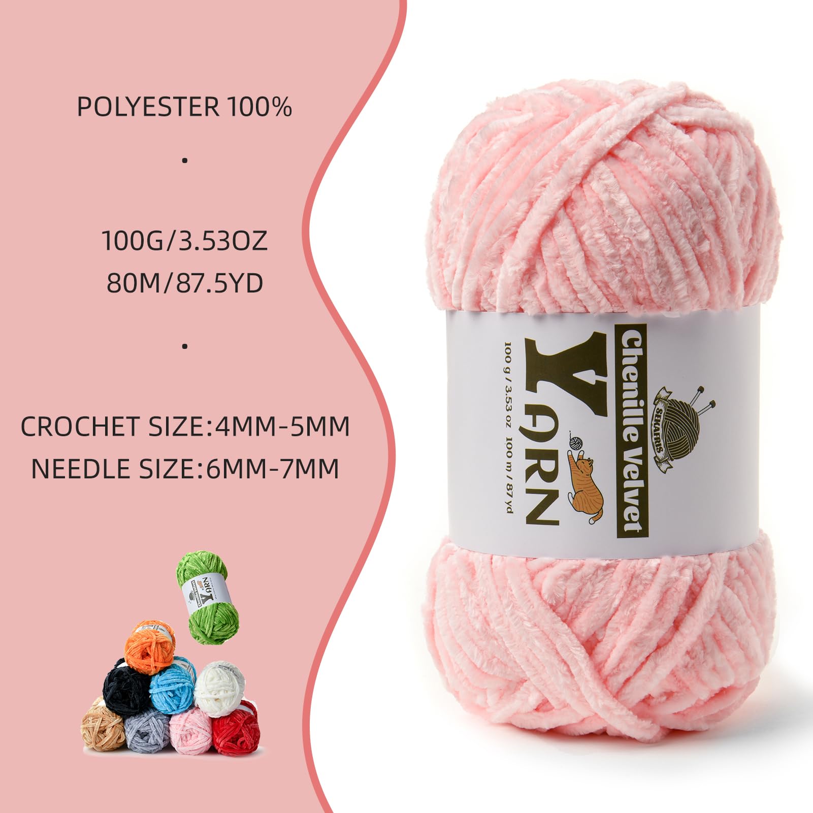 Snapklik.com : 3 Pack Plush Chenille Chunky Yarn - Fluffy Velvet Yarn ...