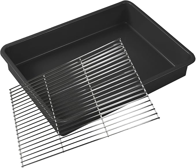 Large Black Rectangle Oven or BBQ Grill Rack Soaking & Cleaning Tray ...