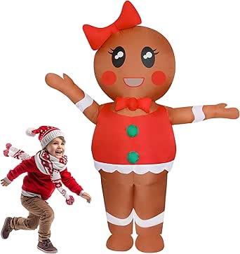 Amazon.com: DAHAKII Christmas Inflatable Gingerbread Man Costume ...