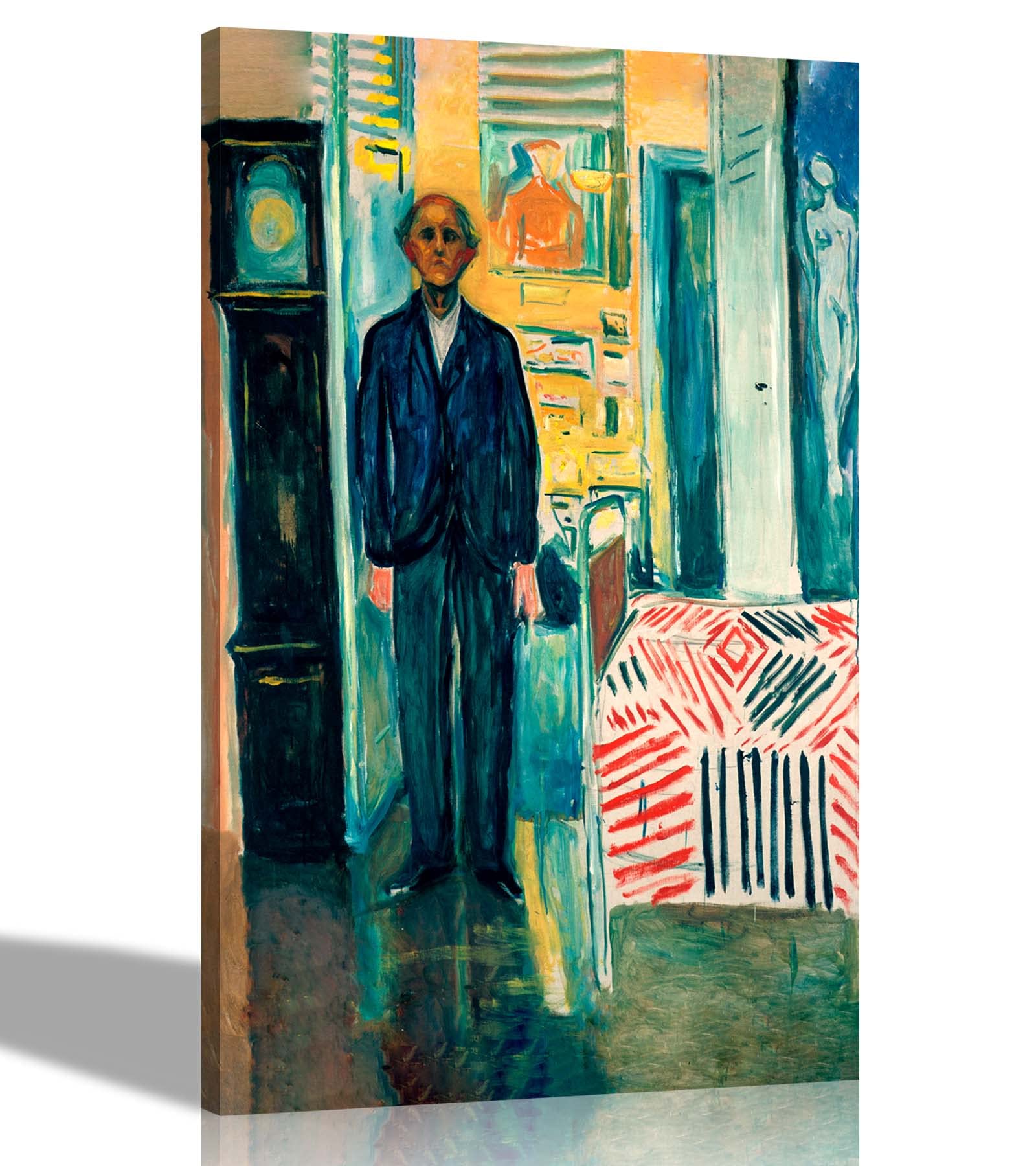 Edvard Munch Self Portrait Between Clock Bed