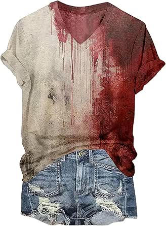 I'M Fine Bloody Shirt Women Funny Halloween Blood Horror Clothes Gift ...
